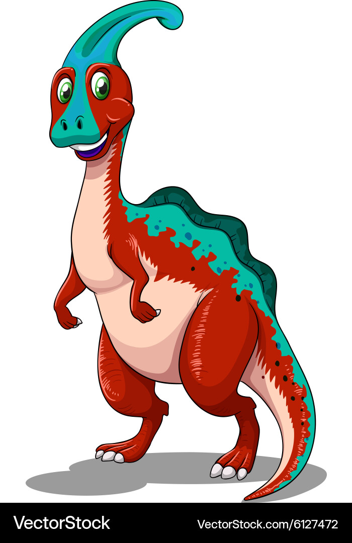 Red parasaurolophus standing on two legs Vector Image
