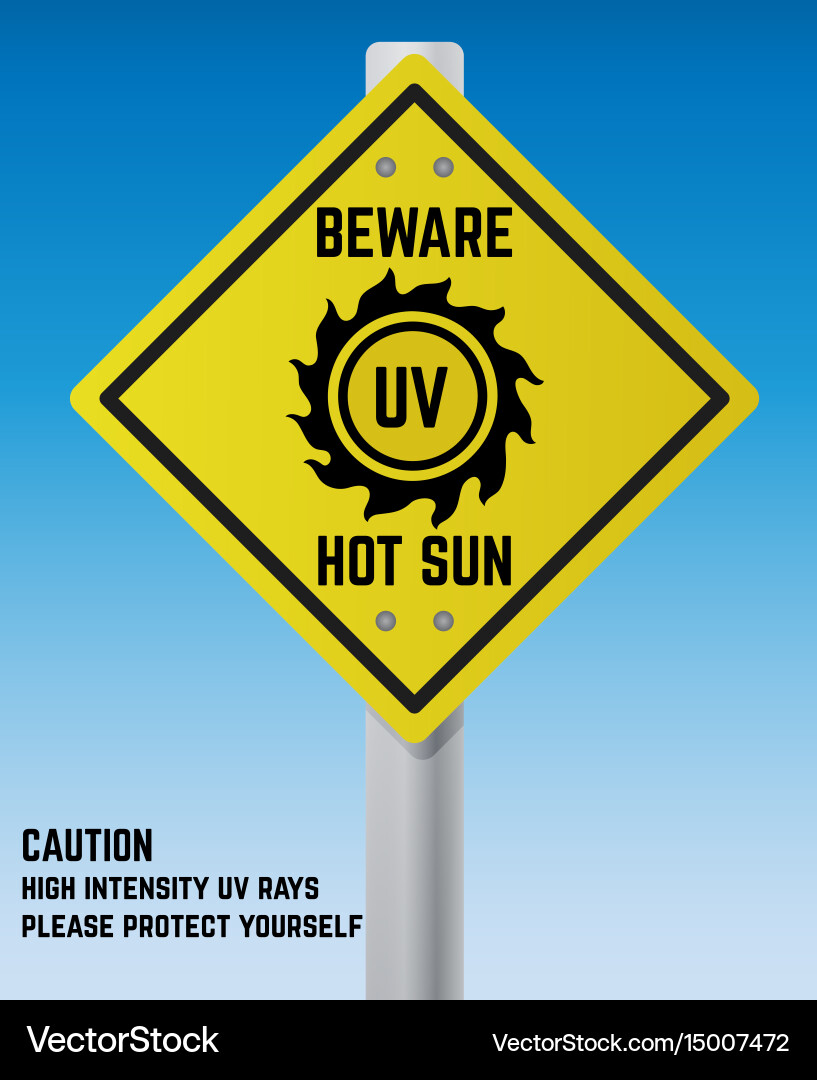 Road warning sign about sun uv radiation Vector Image