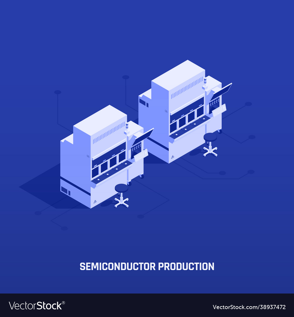 Semiconductor electronic workstations composition Vector Image