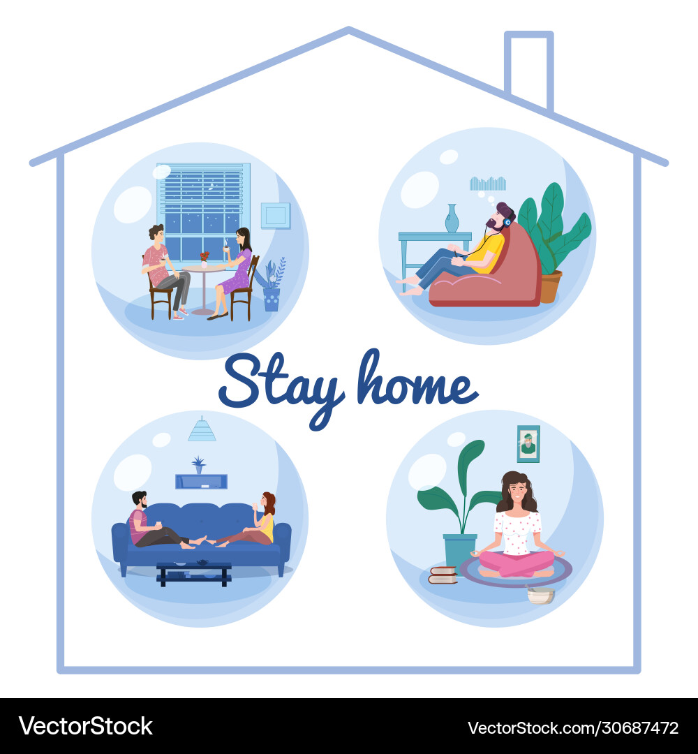 Set stay home quarantine consent banners self Vector Image