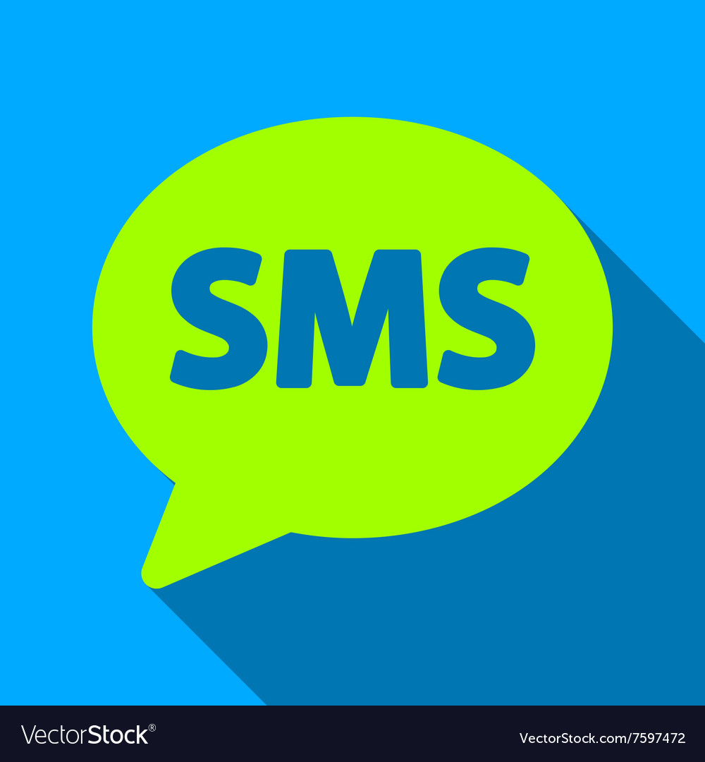 SMS Bubble Flat Long Shadow Square Icon Royalty Free Vector