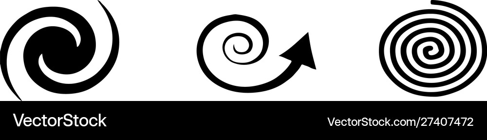 Spiral and swirl motion twisting circles set Vector Image