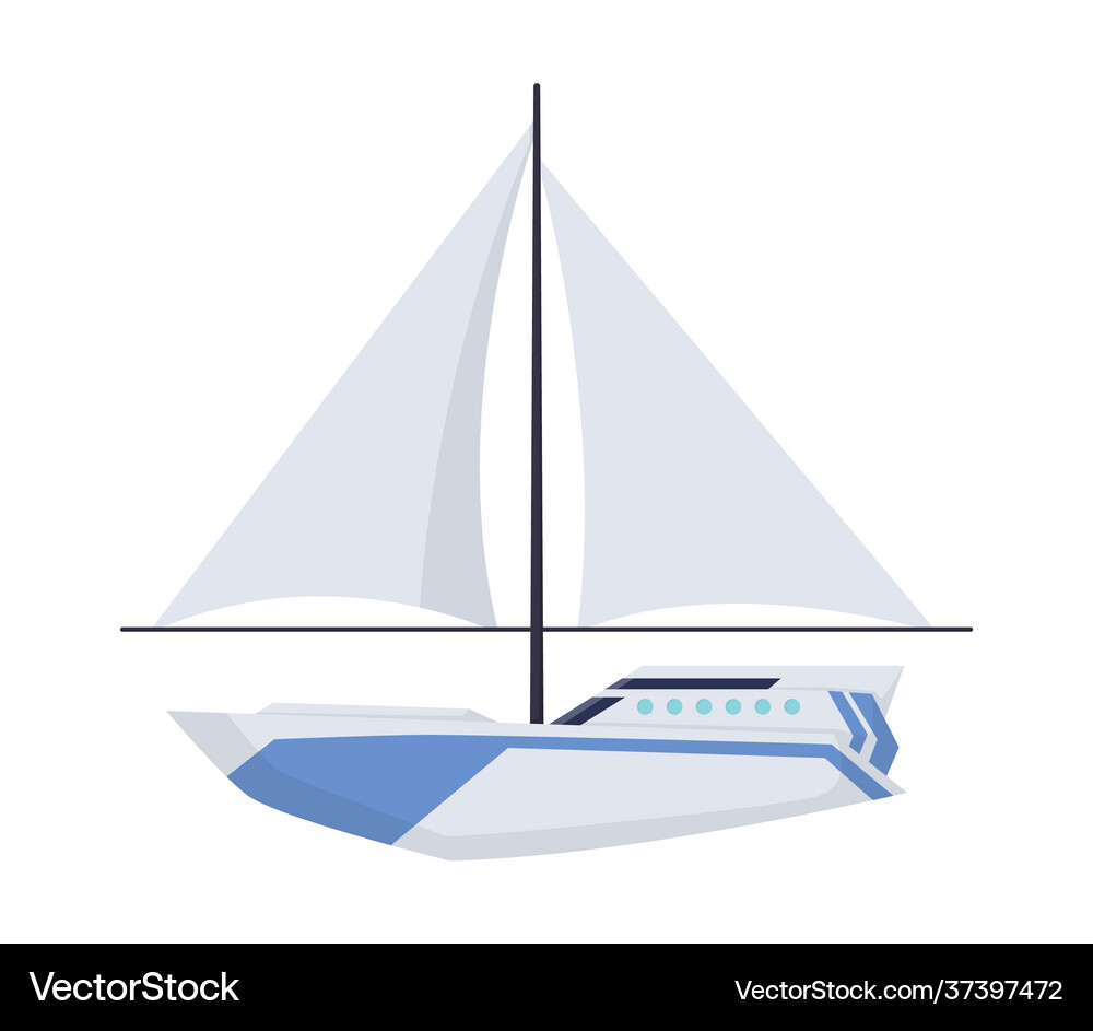 Water sailboat ship boat side view isolated Vector Image