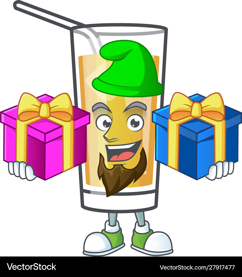 Apple cider cartoon with mascot character bring Vector Image