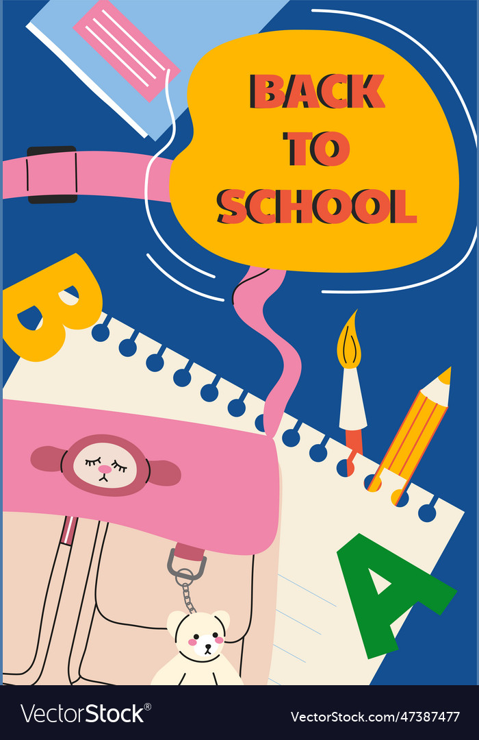 Back to school colorful poster Royalty Free Vector Image