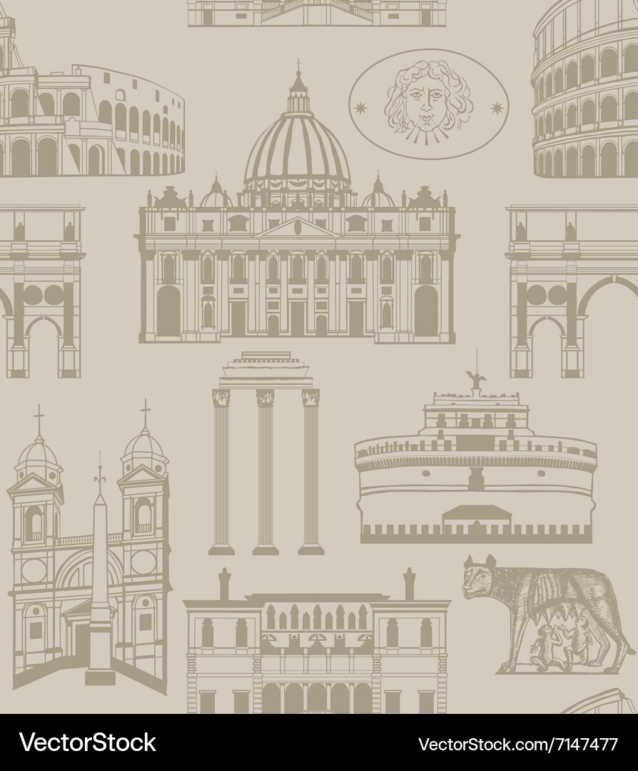 Background with rome landmarks and symbols Vector Image