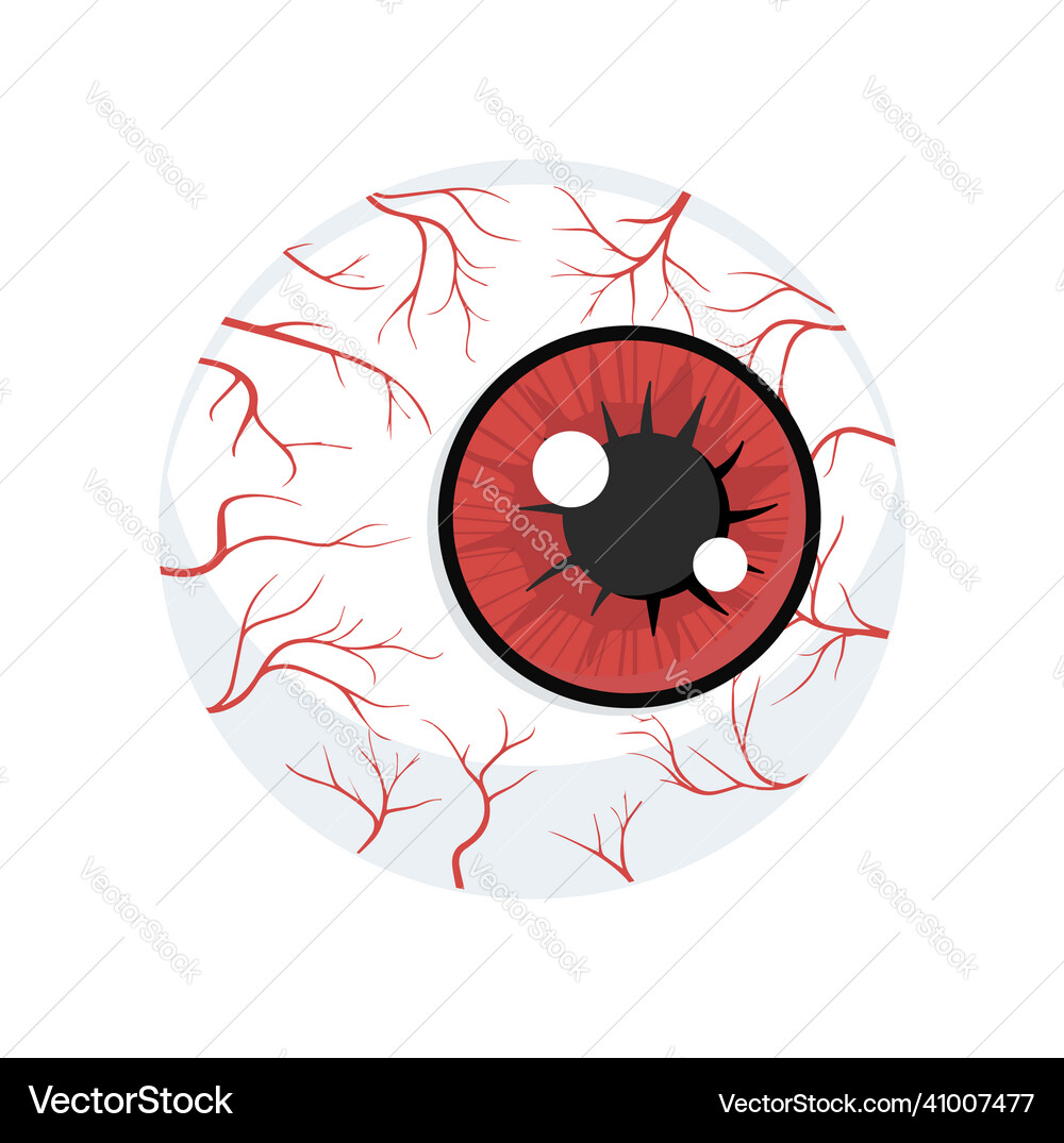 Big red blood eye ball icon Royalty Free Vector Image