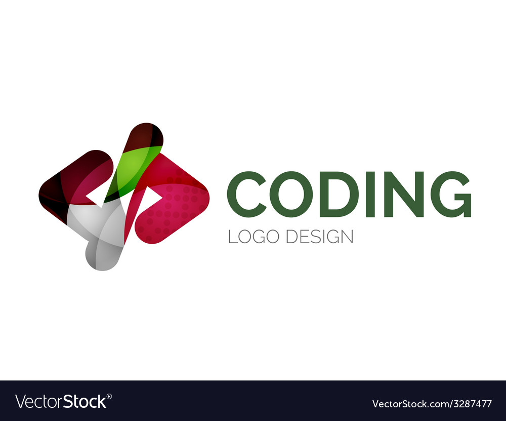 Code icon logo design made of color pieces Vector Image