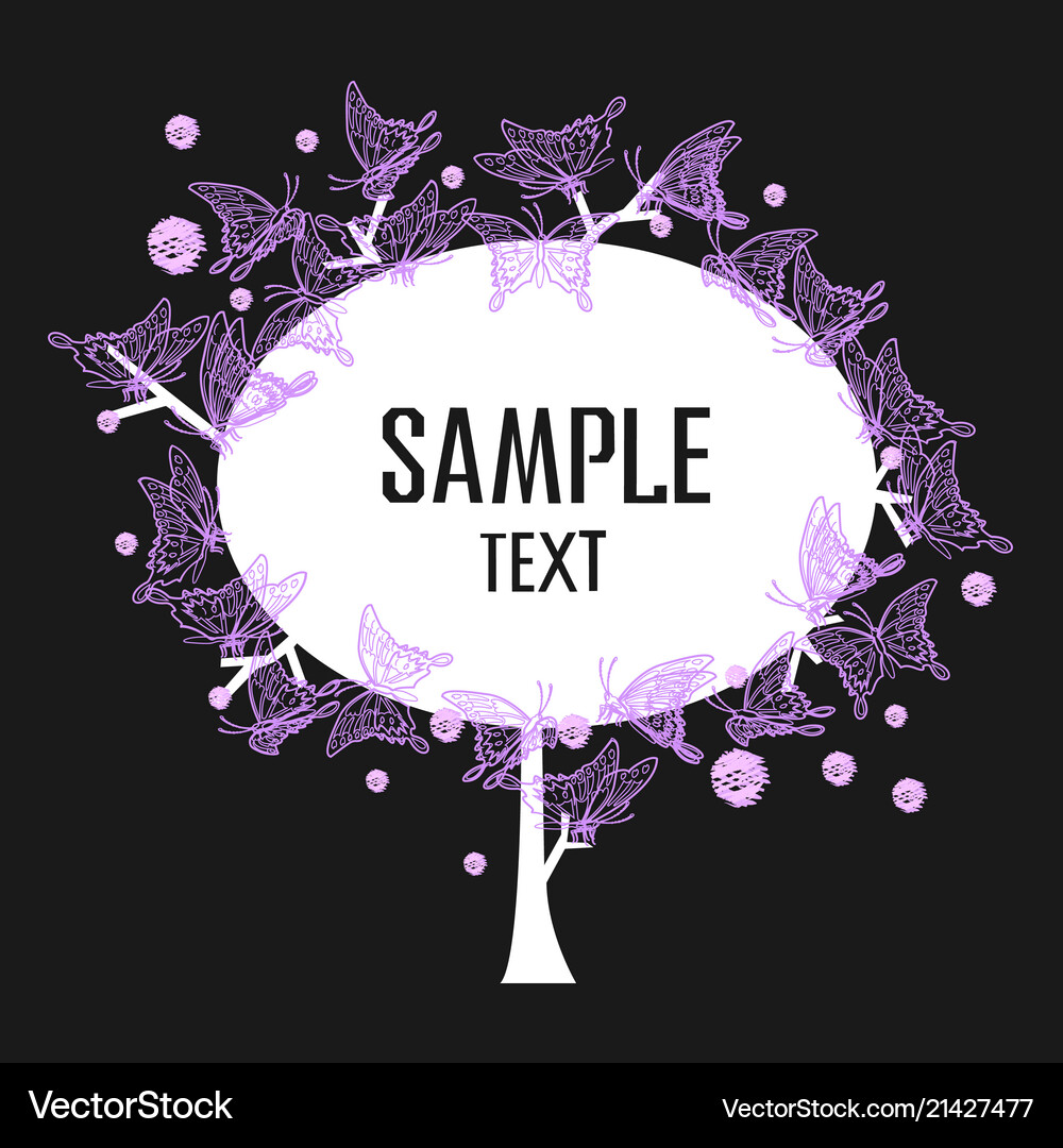 Colorful tree with lace butterflies Royalty Free Vector