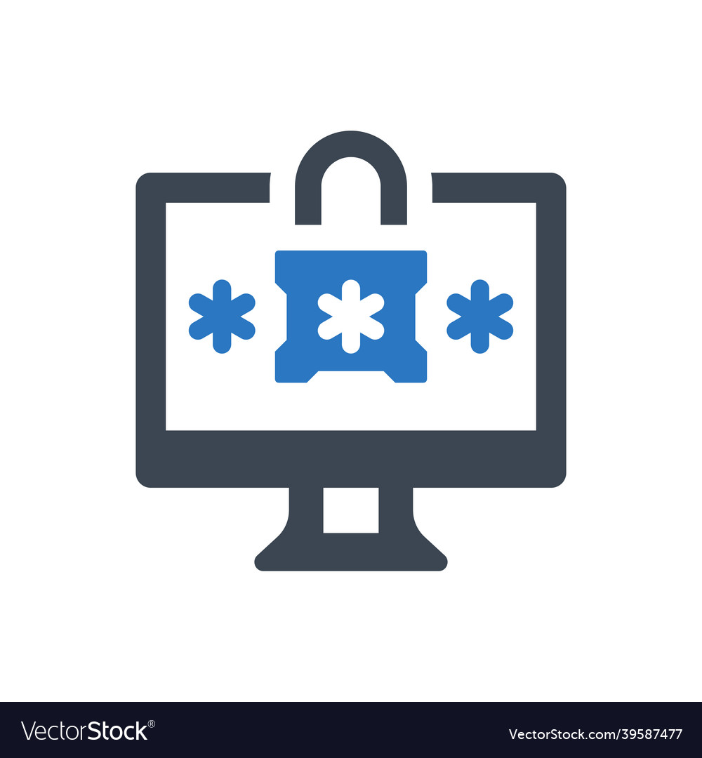 Computer security password icon Royalty Free Vector Image