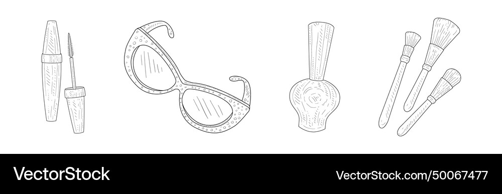 Hand drawn female things and accessory sketch Vector Image