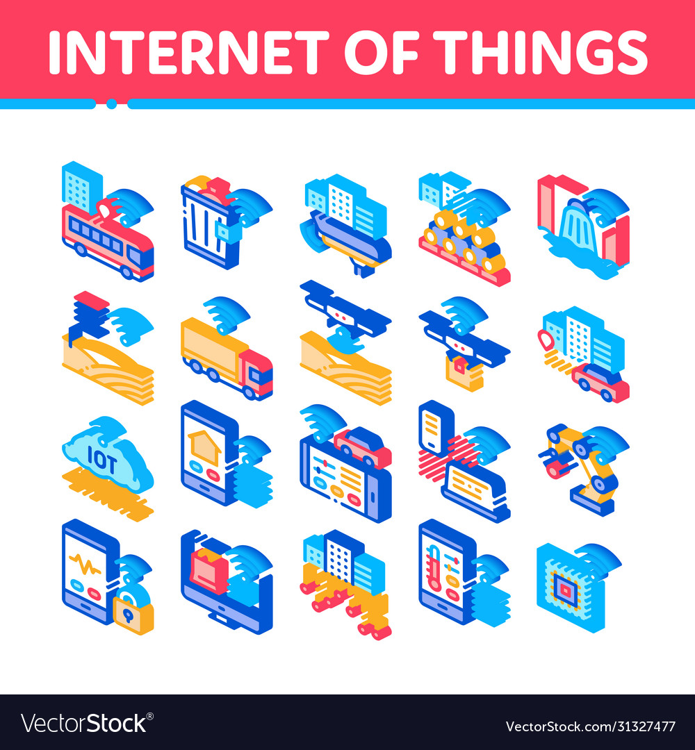 Internet of things isometric icons set Royalty Free Vector