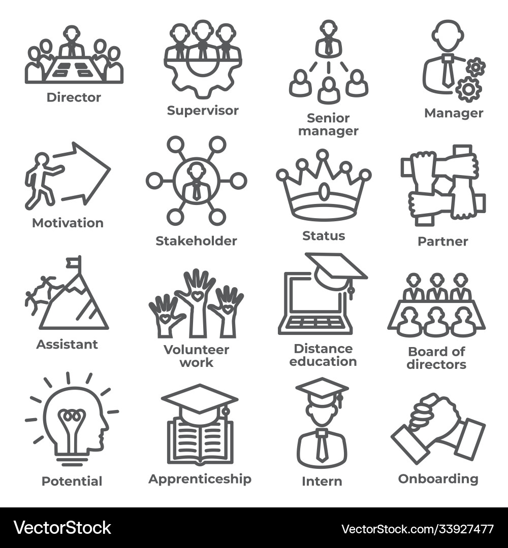 Leadership line icons on white background Vector Image