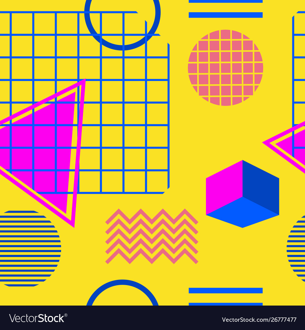 Memphis seamless pattern geometric elements Vector Image