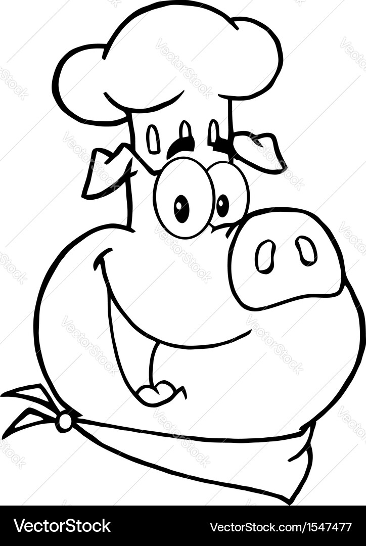 Pig chef cooking pork cartoon Royalty Free Vector Image