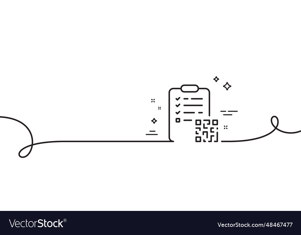 Qr code line icon scan barcode sign continuous Vector Image
