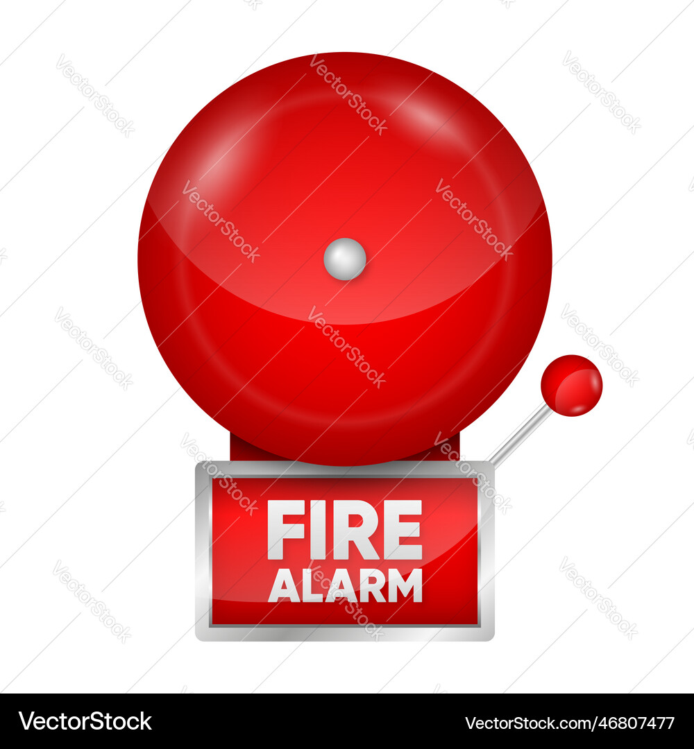 Realistic fire alarm bell isolated on a white Vector Image