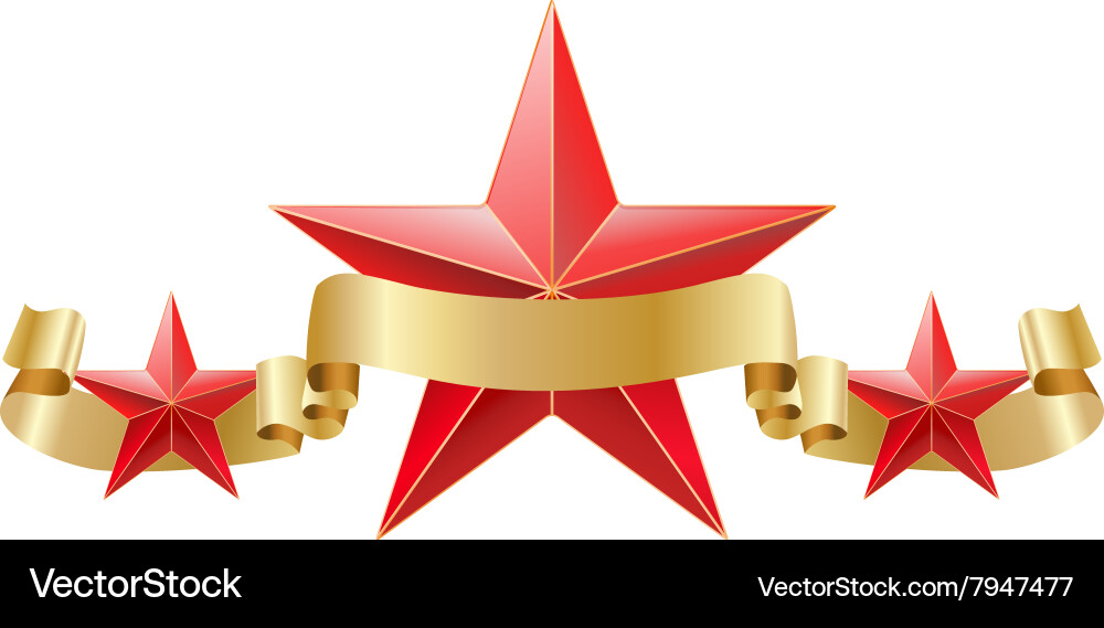 Red star with golden ribbon Royalty Free Vector Image