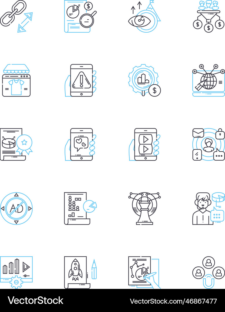 Regional business linear icons set local Vector Image