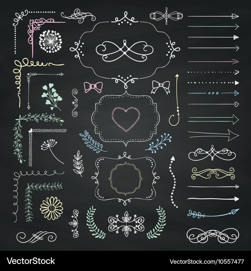 Set of decorative hand drawn design Royalty Free Vector