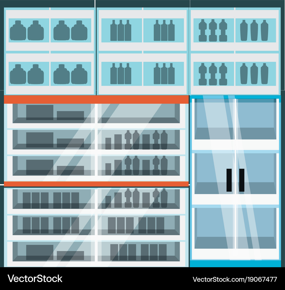Supermarket shelves design concept Royalty Free Vector Image