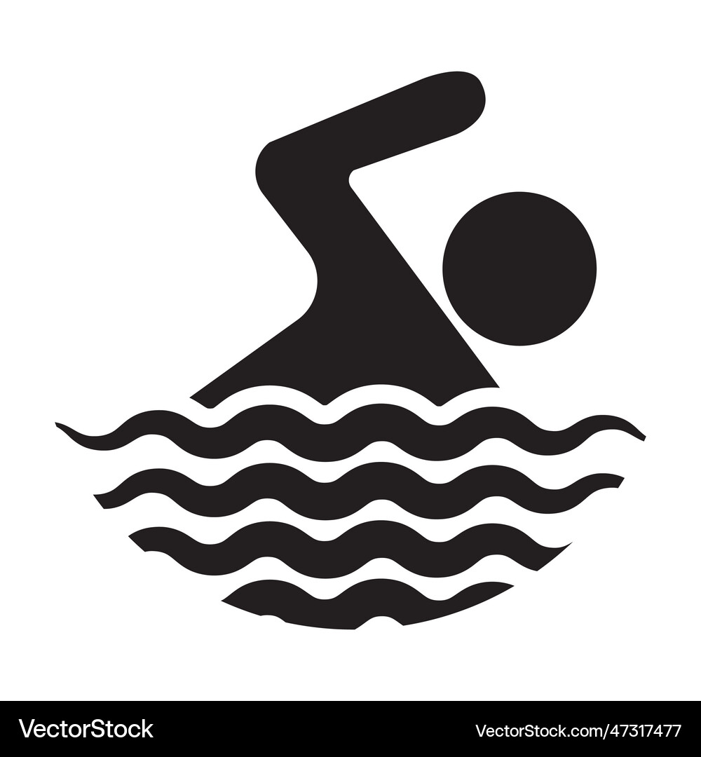 Swim icon with black glyph design Royalty Free Vector Image
