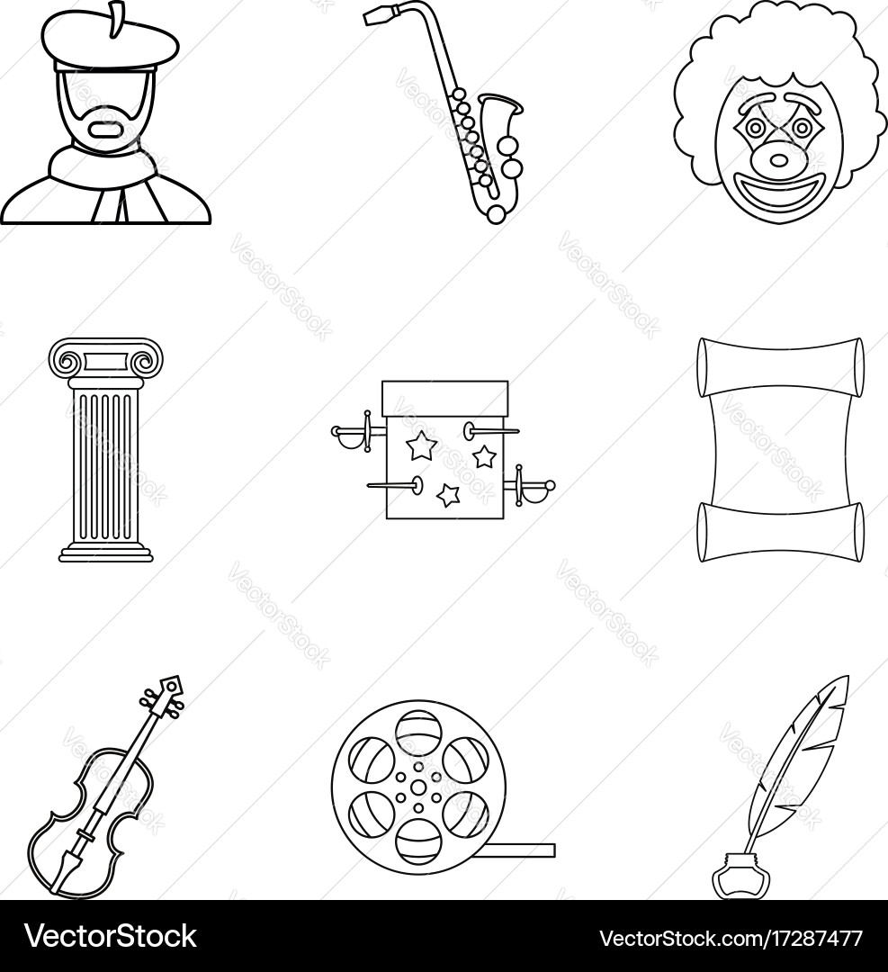 Talent icons set outline style Royalty Free Vector Image