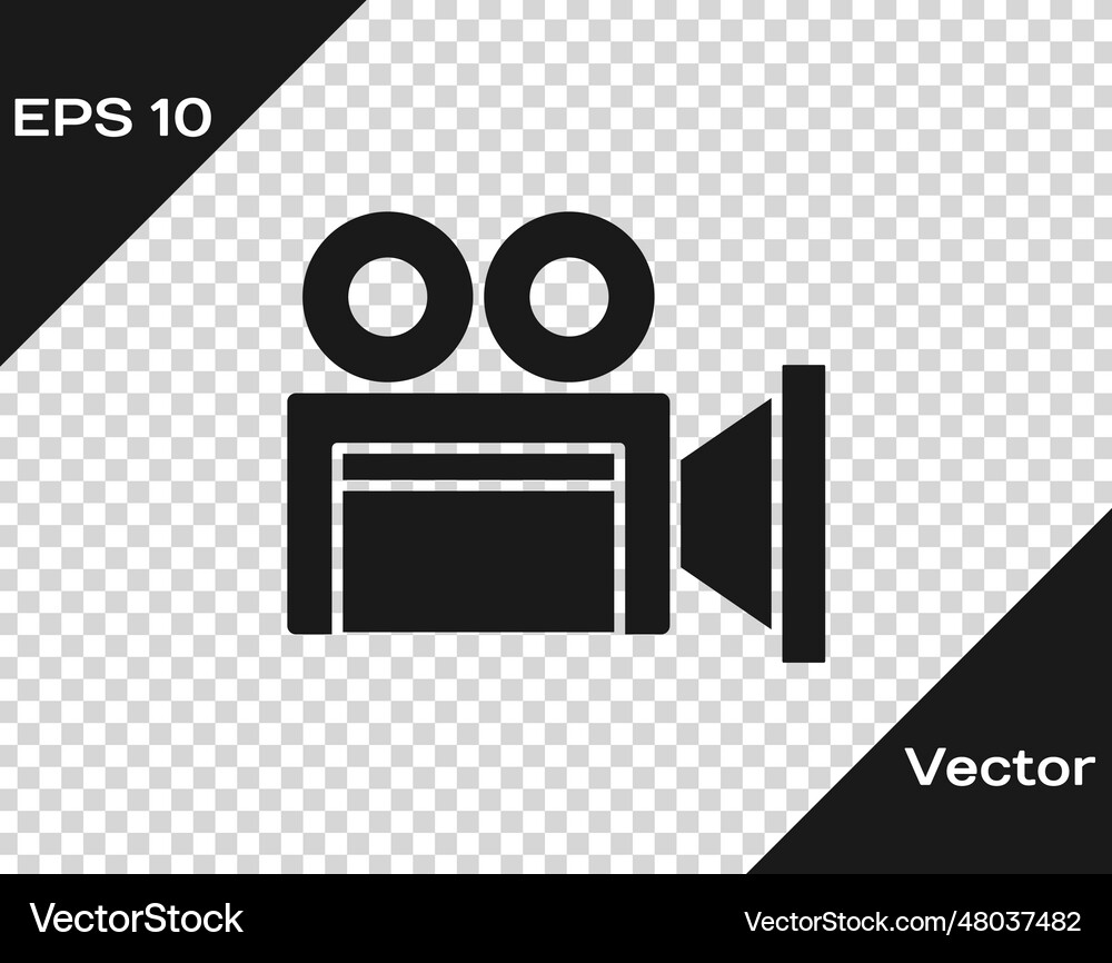 Black cinema camera icon isolated on transparent Vector Image
