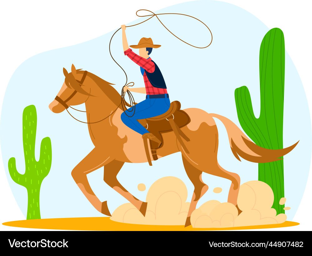 Cowboy ride wild horse west Royalty Free Vector Image