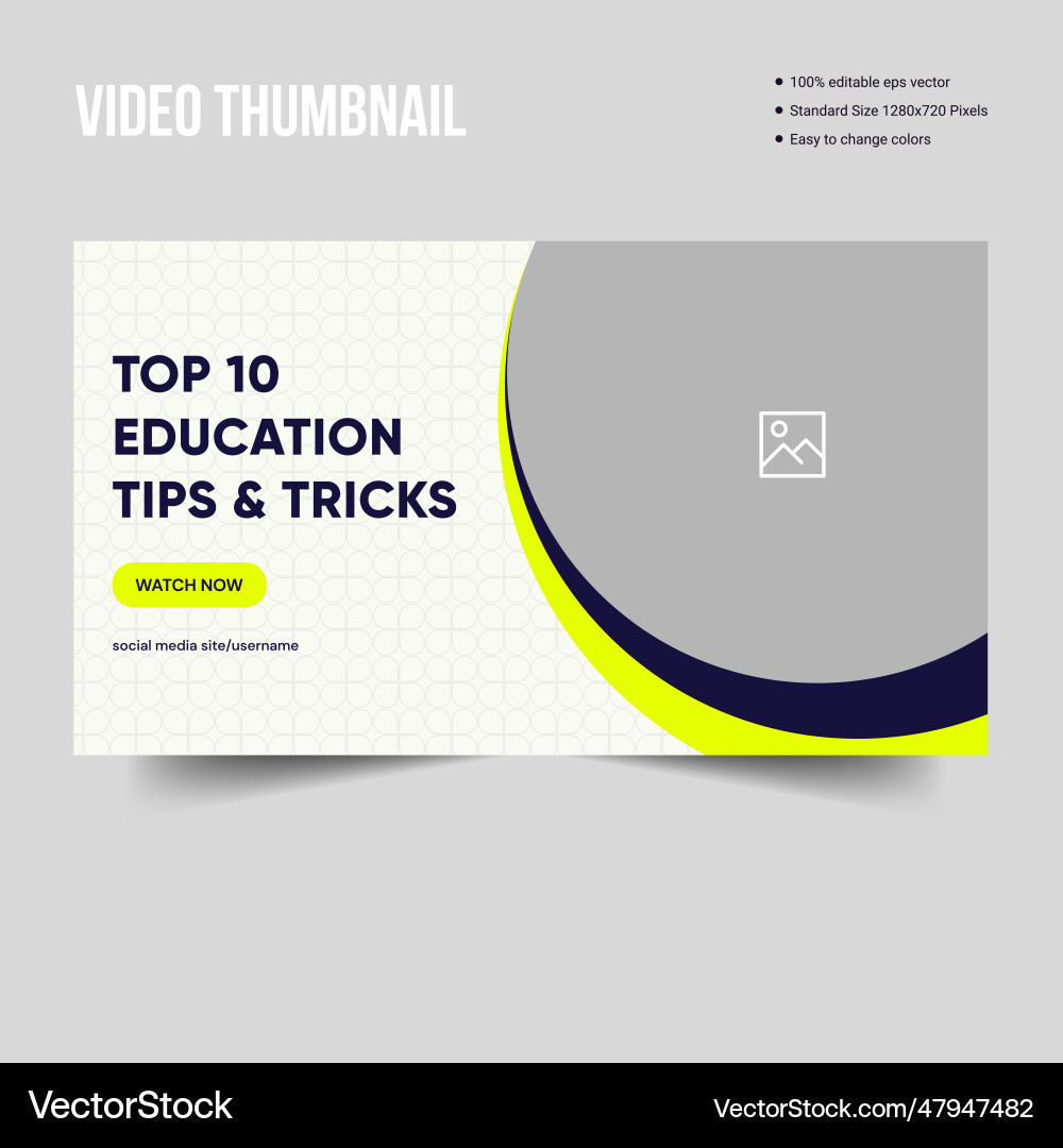 Education youtube video tips cover banner design Vector Image