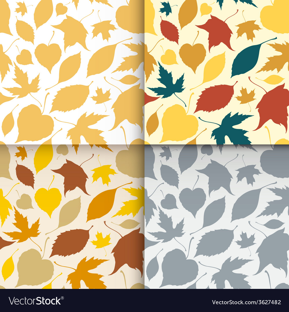 Falling leaves seamless patterns set Royalty Free Vector