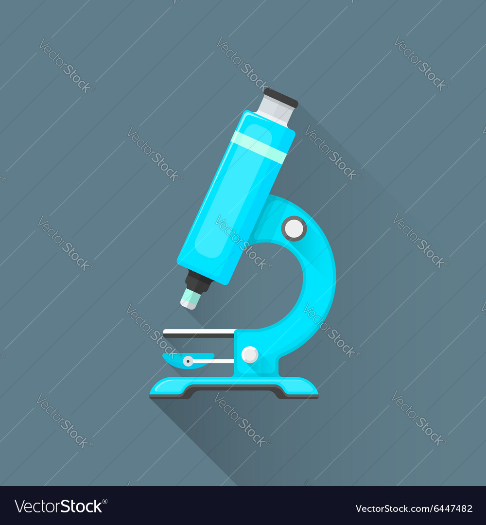 Flat blue microscope icon Royalty Free Vector Image