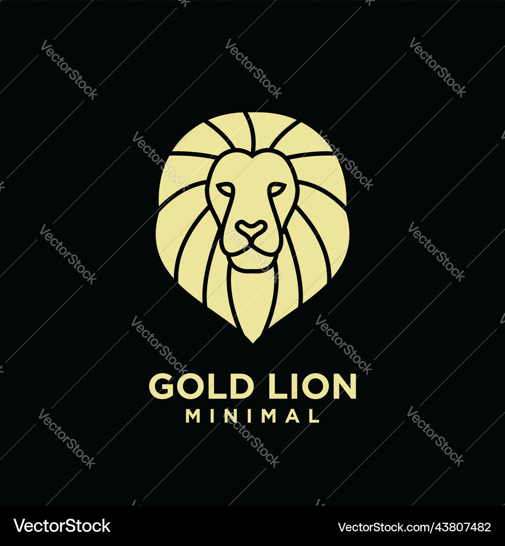 Premium minimal gold lion head logo design Vector Image