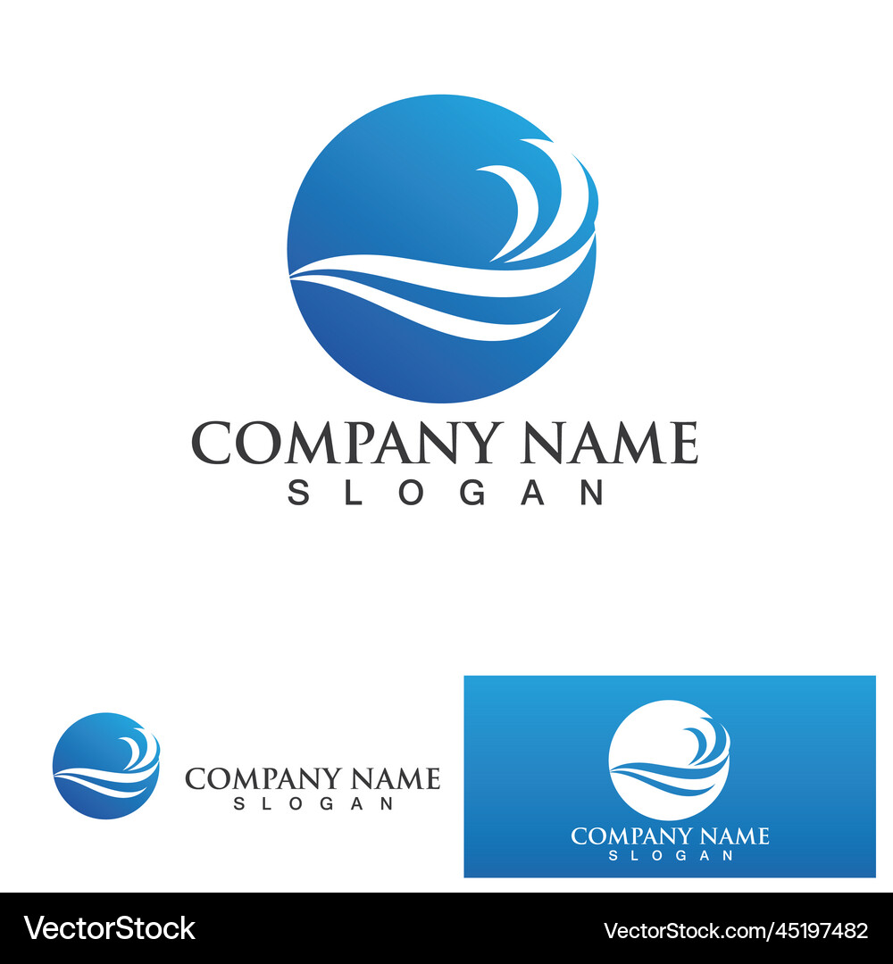 Sea ocean wave line logo simple monoline style Vector Image