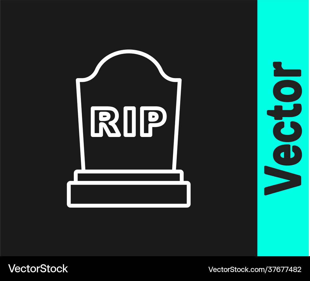 White line tombstone with rip written on it icon Vector Image