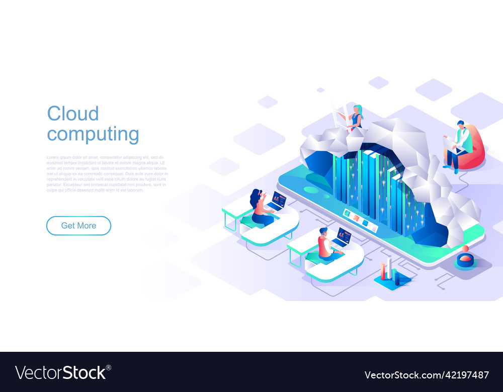 Cloud computing landing page template Royalty Free Vector Cloud computing landing page template Royalty Free Vector