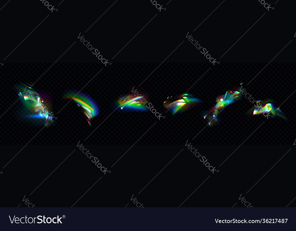 Crystal rainbow lights refraction effects rays Vector Image