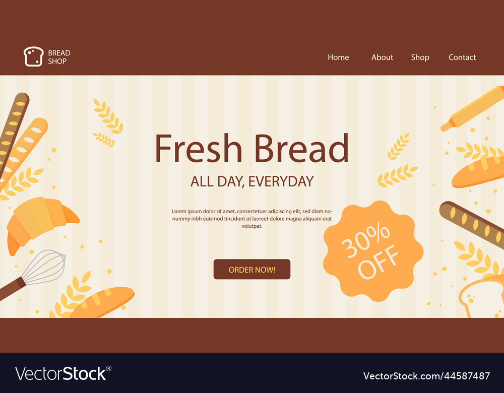 Flat design bakery shop landing page Royalty Free Vector