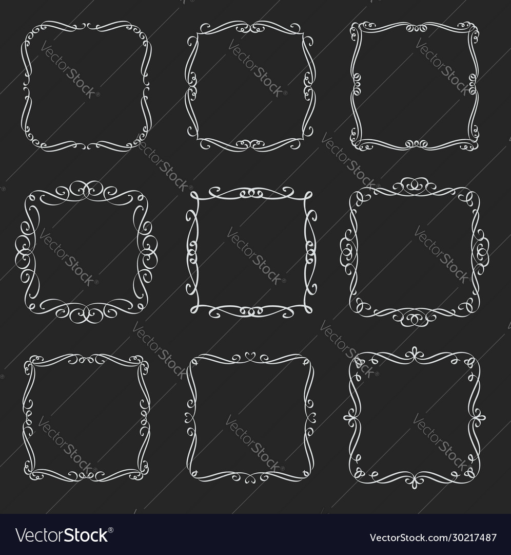 Flourishes square frames Royalty Free Vector Image