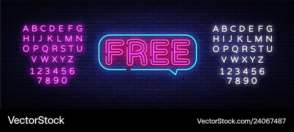Free neon text neon sign design Royalty Free Vector Image