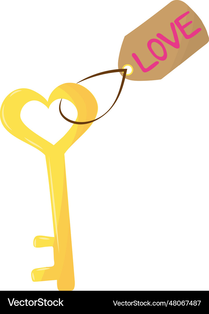 Key with a heart valentines dayhigh quality vec Vector Image