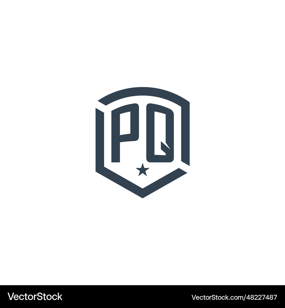 Monogram pq star shield logo design inspiration Vector Image