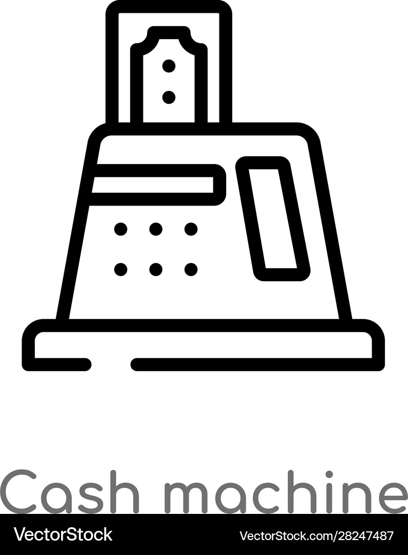 Outline cash machine icon isolated black simple Vector Image