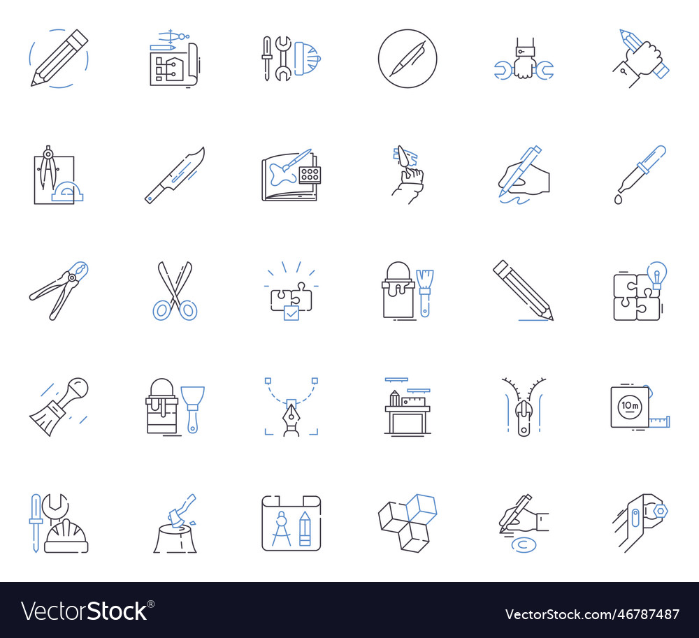 Resources line icons collection materials tools Vector Image Resources line icons collection materials tools Vector Image