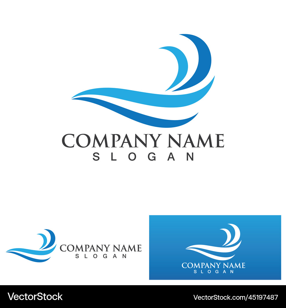 Sea ocean wave line logo simple monoline style Vector Image