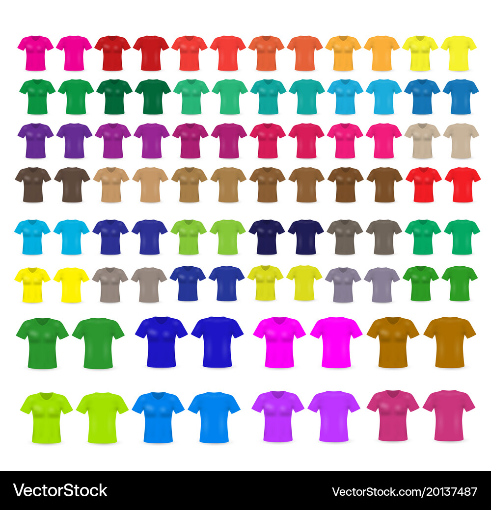 Set of templates colored t-shirts Royalty Free Vector Image