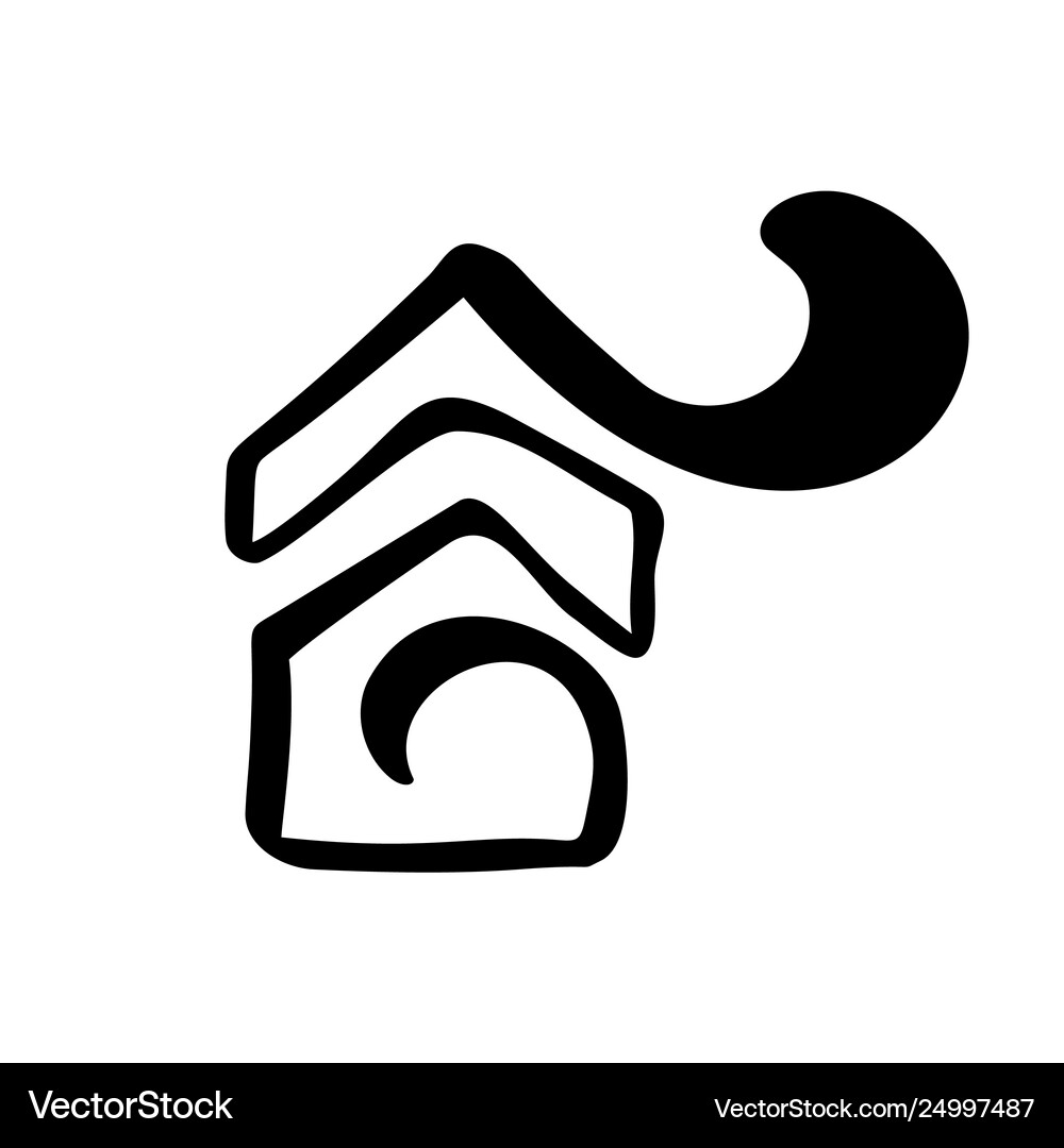 Simple calligraphy house real icon estate Vector Image
