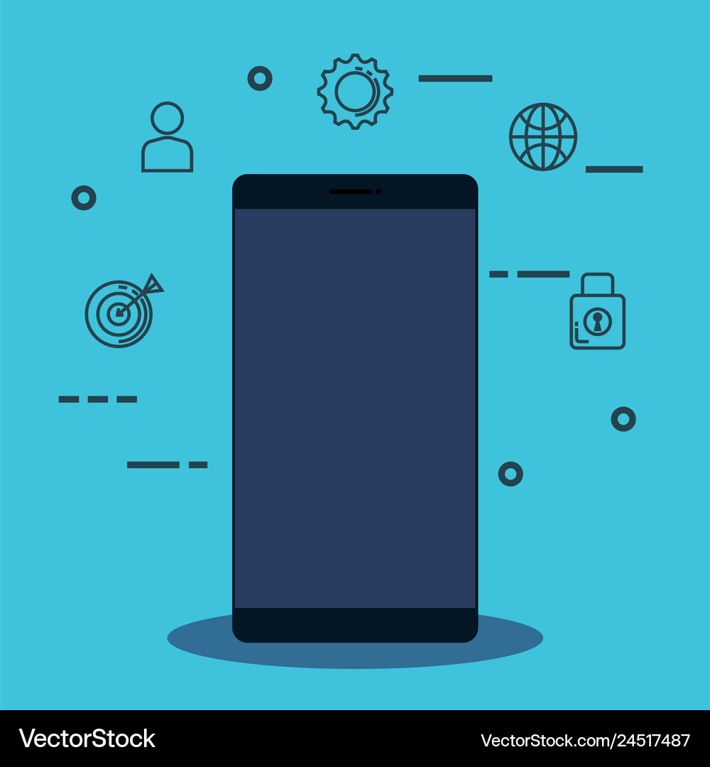 Smartphone with business marketing Royalty Free Vector Image