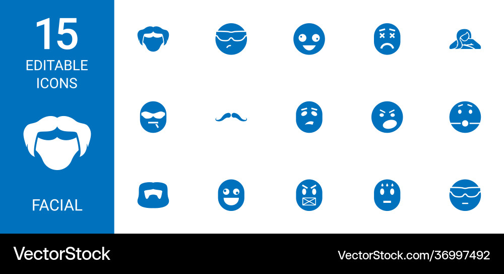 15 facial icons Royalty Free Vector Image - VectorStock
