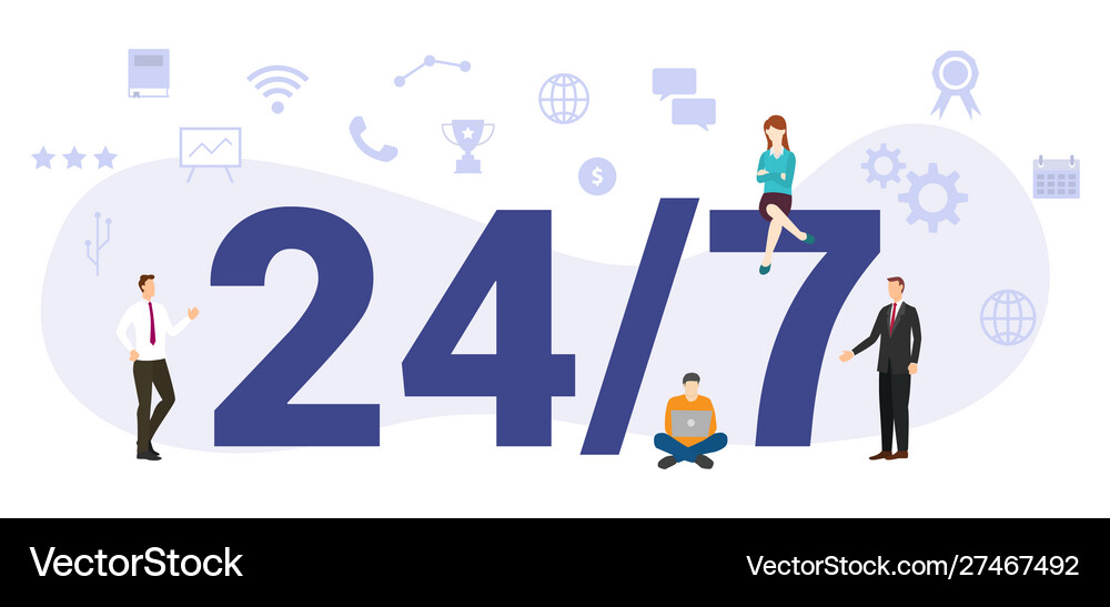 247 hours service concept with big word or text Vector Image